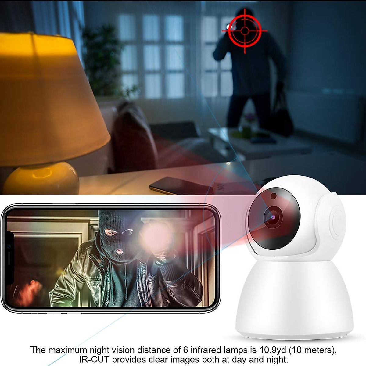 Tosuny WiFi IP Babycam 1080P Video Baby Monitor Wireless 2-Way Intercom Baby Care Monitor Indoor PTZ Home Security Camera, Support PIR Motion Detection/Loop Recording (US)