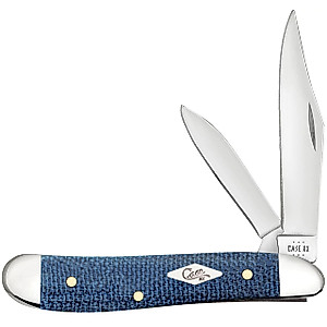 Case xx Knives Peanut Blue Denim Canvas Laminate 60514 Stainless Pocket Knife