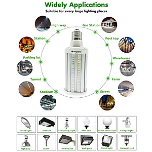 54W LED Corn Light Bulb Super Bright（400 Watt Equivalent 7020 Lumens 5000K E40 Large Mogul Base Large Area Cool Daylight White for Indoor Garage Warehouse High Bay Barn Parking Lot Patio