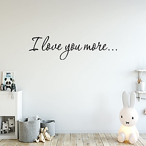 VWAQ I Love You More Decal Wall Quote Love Wall Art Decor Stickers Sayings for Bedroom