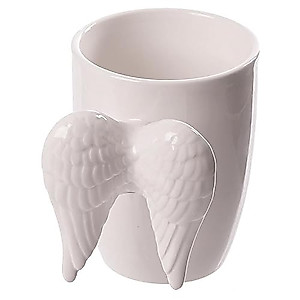 Puckator White Angel Wings Ceramic Shaped Handle Mug, Tea Coffee Hot Drinks, Decorative Gift Box, Home Kitchen Office Height 11cm Width 11.5cm Depth 8.5cm