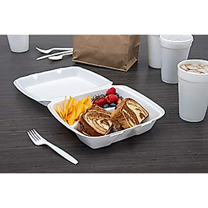 DART 85HT3R Med Perforated 3 Comp Foam Hinged Container, 8.5 Inches (Case of 200), original version,White