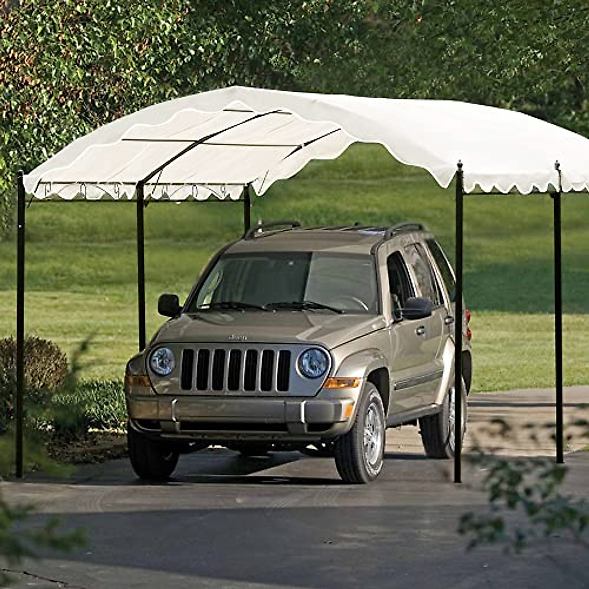 Outdoor Patio 13ft.Wx10ft.W Steel Carport Shelter Garage Tent, Garden Storage Shed with Anchor Kit, Gazebo for 6-8 People, Designed for Small Place, Easy Assembly