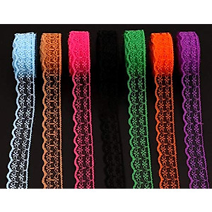 20 Rolls 200 Yards Mixed Color Floral Pattern Fabric Lace Ribbon