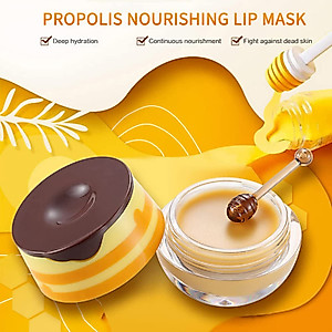 Balm Lip Balm Honey Pot, Propolis Lip Balm, Strawberry Mask, Moisturizing Lip Balm Sleeping Lip Mask Hydrating, Lip Scrubs Exfoliator