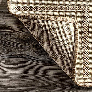 nuLOOM Asha Simple Border Indoor/Outdoor Area Rug, 5' x 8', Light Brown