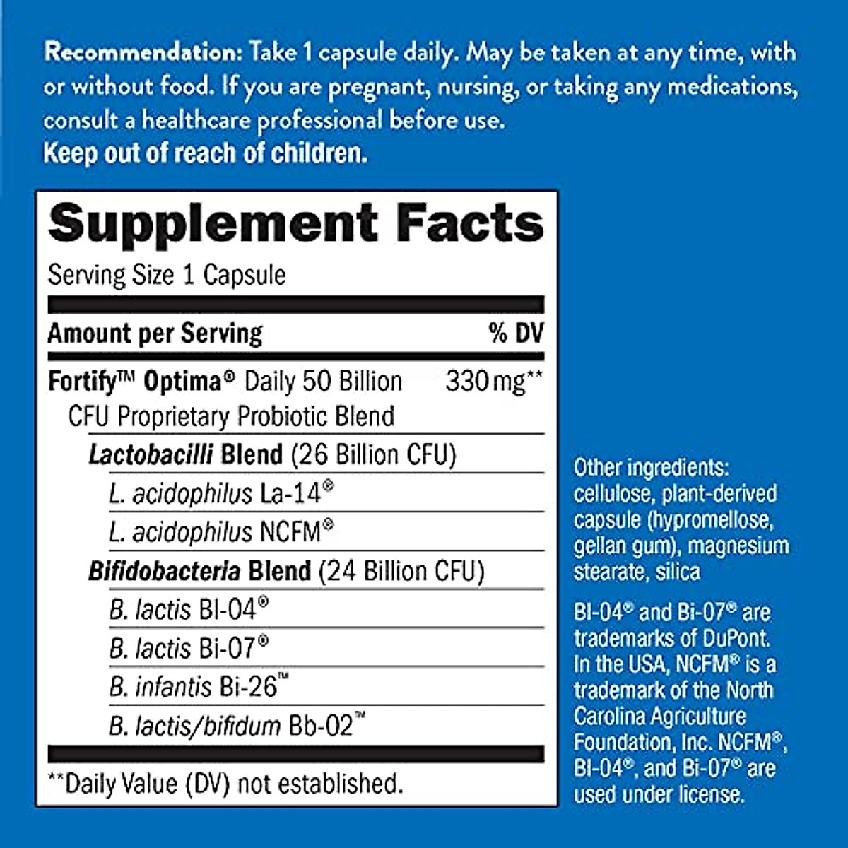 Nature's Way Fortify Optima Daily Probiotic for Men and Women, Supports Digestive, Immune, and Colon Health*, 30 Vegan Capsules