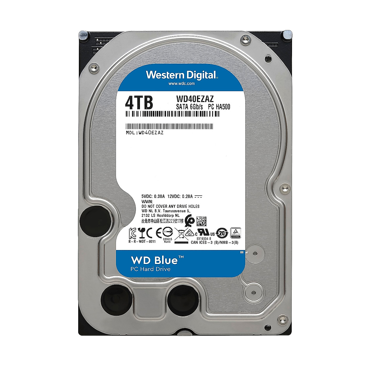 Western Digital 4TB WD Blue PC Internal Hard Drive HDD - 5400 RPM, SATA 6 Gb/s, 256 MB Cache, 3.5" - WD40EZAZ