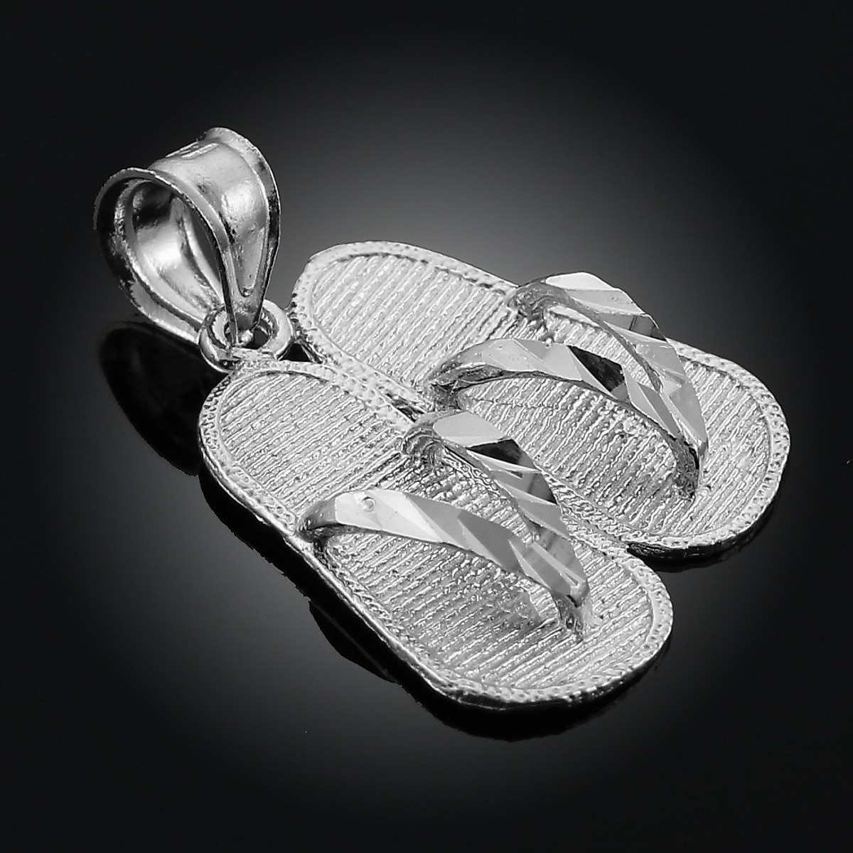 925 Sterling Silver 3d Flip Flops Summer Charm Sandal Pendant