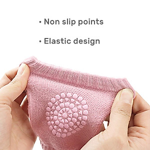 Kalevel Baby Crawling Knee Pads Anti Slip Knee Protectors Infant Crawling Elbow Knee Sleeve Cotton Knee Pads Toddler Knee Protector Pads Sleeve for Crawling Boys Girls (2 Pairs, Pink + Light Grey)