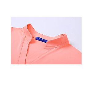 Moydan Golf Clothes for Women,Tennis Polo Shirts Athletic Moisture Wicking Running Short Sleeve Sport T Shirts V Neck Summer Casual Clothes Orange M
