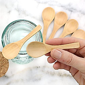 Small Wooden Spoons 50 PCS Mini Wooden Spoons for Body Scrubs/Sugar Scrubs/Spices/Ice Cream/Bath Salts, 3.93inch Little Wooden Spoons