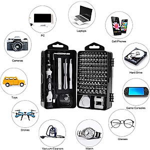 YINSAN Precision Screwdriver Set, Electronics Repair Tool Kit Micro Magnetic Bit for iPhone, Computer, PC, Laptop, Phone, Mac, Tablet, Home DIY, Game Consoles, Glasses, Watch, Doorbell, 120 in 1 Black