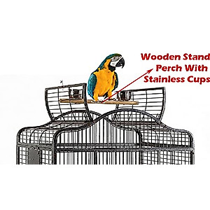 Extra Large Wrought Iron Open/Close Play Top Bird Parrot Cage, Include Metal Seed Guard Solid Metal Feeder Nest Doors Overall Dimensions: 35.25" Wx29.5 Lx62 H(with Seed Skirt)
