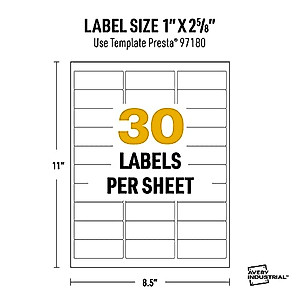 Avery UltraDuty GHS Labels, Waterproof, 1 X 2-5/8 Inch Rectangle Labels, Pack of 750 White Labels for Use with Pigment Inkjet Printers