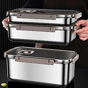 pobowlgarls Large Stainless Steel Food Storage Containers, Food Containers with Lids for Kitchen, Picnic, Travel, Durable, Leak-Proof Design Set of 3 sizes