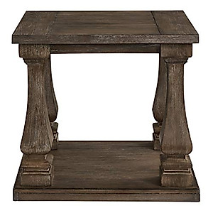 Signature Design by Ashley Johnelle Modern Country Rectangular End Table, Weathered Brown