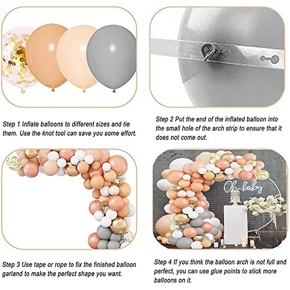 Balloon Arch Kit 129pcs Balloon Garland Kit Latex balloons (Orange)