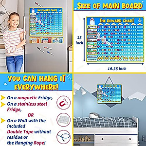 US Teacher-Designed Reward Chart by ParentaliTips - 120 Magnetic Chores for Multiple Kids - 456 Tokens - ADHD & Autism Visual Schedule - Toddler Chore - Daily Behavior Chart - Bedtime Routine