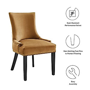 Modway Marquis Performance Velvet Set of 2 Dining Chair, Cognac