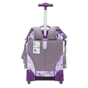 Travelers Club Rolling Backpack with Shoulder Straps, Purple Tye, 18-Inch