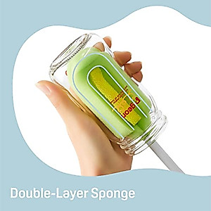 Pigeon Sponge Bottle Brush 2-Way Cleaning Type for Baby Nursing Bottles, Green (Made in Japan)