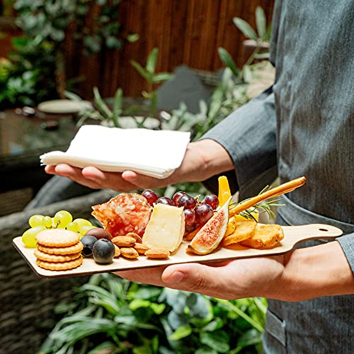 Restaurantware Nature Tek Bamboo Disposable Cheese/Charcuterie Board - 11 3/4" x 3 1/2" - 2 count box