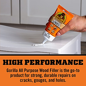 Gorilla All Purpose Wood Filler, 6oz Tube, White (Pack of 1)