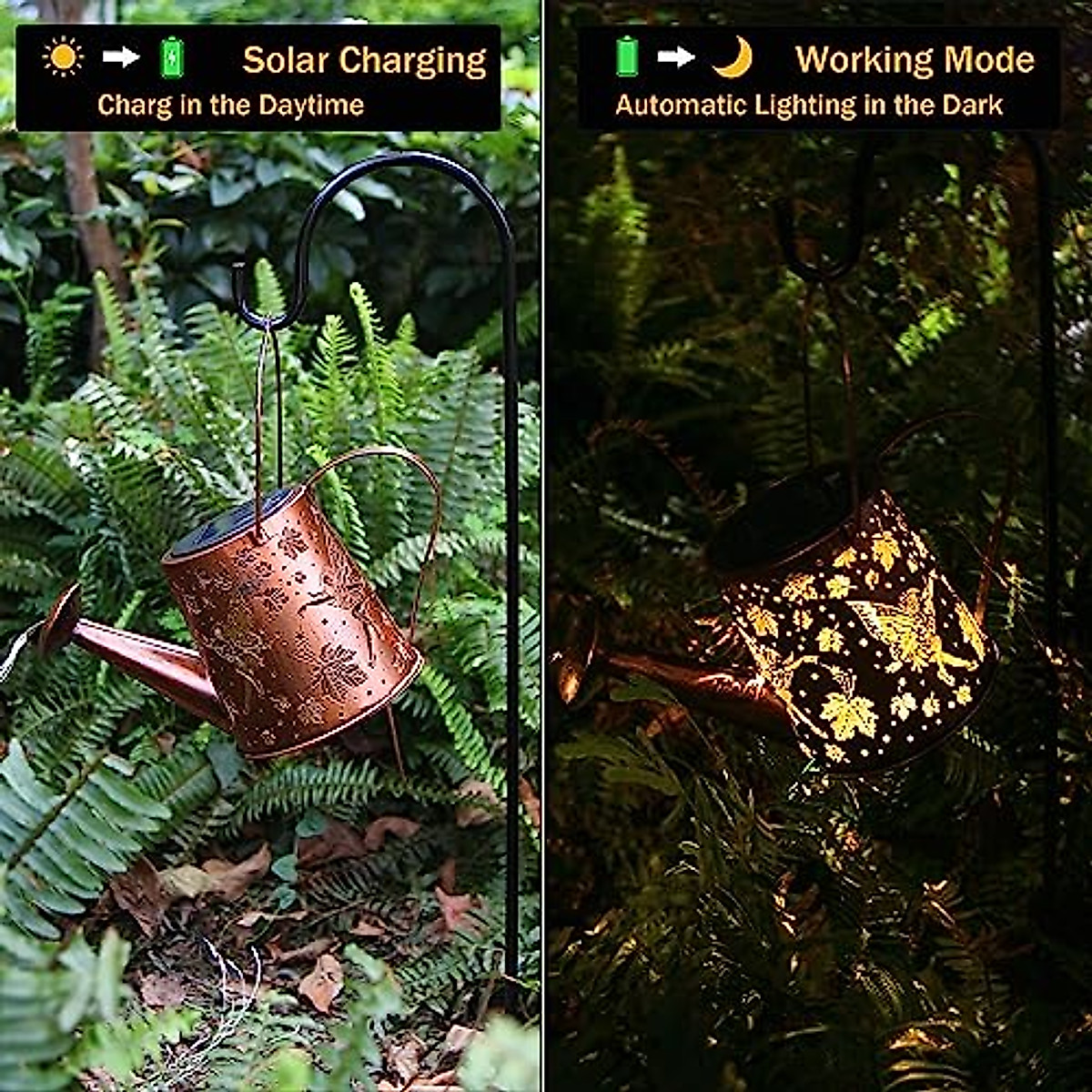 ANYTALK Solar Watering Can with Lights, Hanging Solar Waterfall Lights Outdoor Garden Decorations, Waterproof Solar Garden Lights for Yard Porch Backyard Lawn Pathway Landscape Walkway Patio (Fairy)