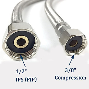 MOSELNY 32" Faucet Supply Line,3/8" Comp x 1/2" FIP Kitchen Faucet Hose Connector for Residence,Stainless Steel Braided Supply Line for Moderate Distance (Pack of 2)