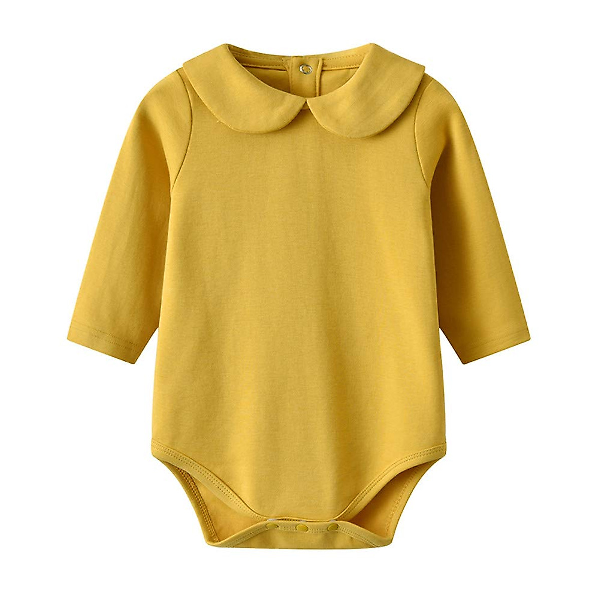 Auro Mesa Newborn Baby Infant Unisex Cotton Long-Sleeve Solid Peter Pan Collar Jumper Bodysuits Outfits