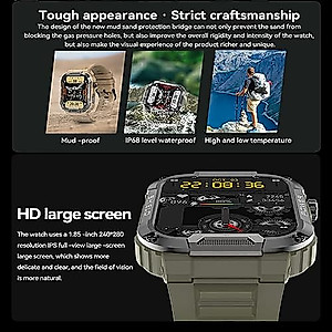 gussein Gard Pro Ultra Smart Watch, Gard Pro Ultra Smart Watch, Military Magnetic Charging Smart Watch, Full Touch Screen Bluetooth Call Outdoor Sports Watches, Fitness Tracker (Black)