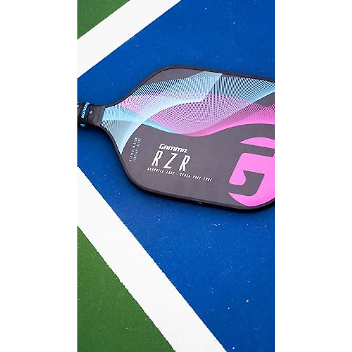 GAMMA RZR Composite Pickleball Paddle: Pickle Ball Paddles for Indoor & Outdoor Play - USAPA Approved Racquet for Adults & Kids - Pink/Blue