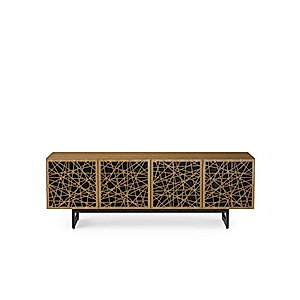BDI Furniture Elements Quad Cabinet Ricochet Doors, Media Base, Walnut Finish