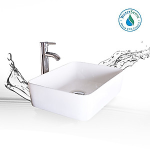 eclife 48" Modern Bathroom Vanity Sink Combo White W/Small Side Cabinets White Rectangle Ceramic Vessel Sink & Water Save Faucet & Pop Up Drain (T03)