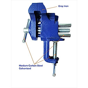 Rolin Vise Wood Working Clamp 3 Inch Light Duty Tools Small Home Vise Table Vise Blue