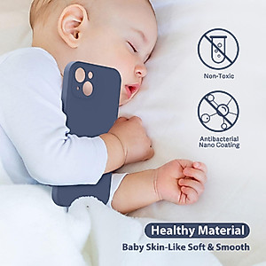 Vooii Compatible with iPhone 14 Case, Upgraded Liquid Silicone with [Full Cover Camera Protection] [Soft Anti-Scratch Microfiber Lining] Protective Phone Case for iPhone 14 6.1 inch - Navy Blue