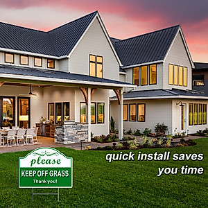 MUXYH 2 Pack Keep Off Grass Sign, Keep Dogs Off Sign for Lawn, 12.6"X9.4" Corrugated Plastic Double Sided with Metal Wire H-Stakes- Stay Off Grass Signs