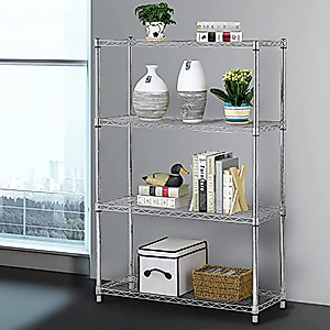 HCY 4-Tier, Shelf Heavy Duty, Shelving Unit NSF Height Adjustable Metal Storage Rack for Laundry Bathroom Kitchen Garage Pantry Organization 1000 LBS Capacity -14''x36''x54'' (Chrome)