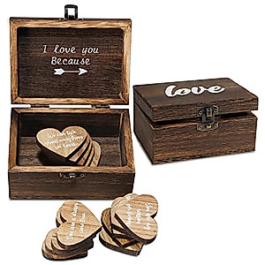 Anniversary Sign Gifts for Her Him, I Love You Because 15 Love Quote Signs, 5th Wood Wedding Anniversary Love Gifts for Wife Husband, Valentines Day Treasure Hunt Gifts for Girlfriend Boyfriend