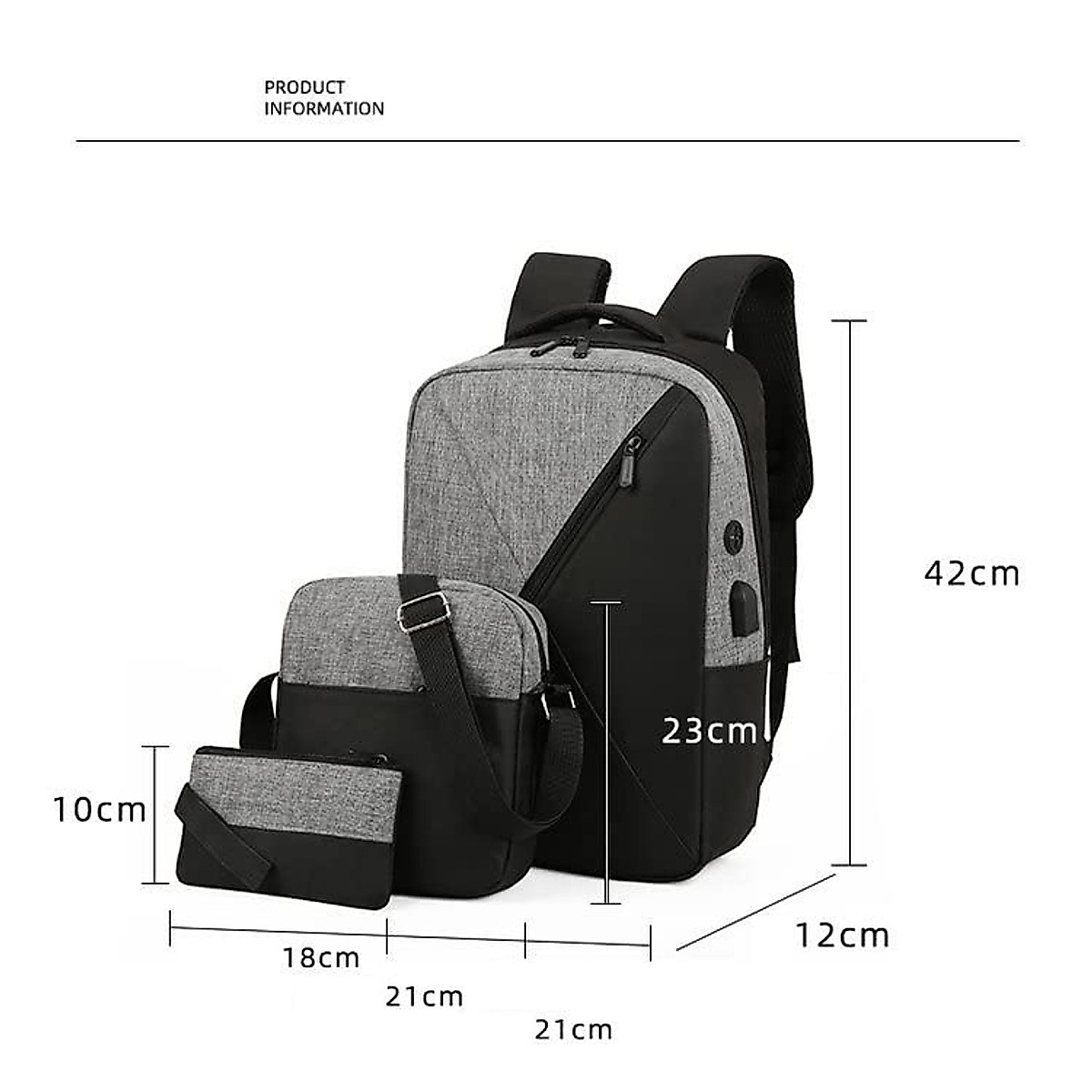 Rcuyyl Teens Bookbag Schoolbag 3pcs Set Backpack Cute Rucksack for School Bag Cute Aesthetic Backpack Travel Rucksack School Bag (Blue)