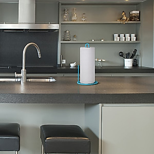 Blue Donuts Square Cast Iron Paper Towel Holder Countertop - Easy One-Handed Tear Paper Towel Holder, Modern Paper Towel Holder, Turquoise Paper Towel Dispenser Countertop