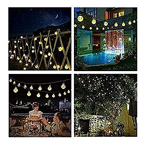 FOVKP Solar String Garden Lights, Crystal Ball Waterproof LED Fairy Lights, 8 Patterns Outdoor Solar Lights, Home, Garden, Party, Holiday Decoration Lighting (30LED)