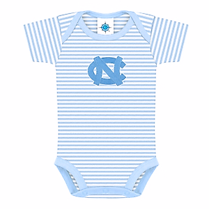 Creative Knitwear University of North Carolina Tar Heels Striped Newborn Baby Bodysuit,3-6 Months,Carolina Blue/White