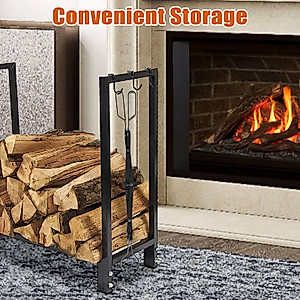 AGM Fireplace Tongs, 26" Fire Pit Accessories Firewood Tongs, Log Grabber for Thick logs, Heavy Duty Wrought Iron Fire Pit FireTongs, Campfire BBQ Stove Log Tweezers, Outdoor/Indoor Fire Pit Tools