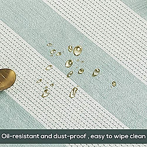 AmHoo Stitching Tassel Tablecloth Striped Table Cloth Rectangle Cotton Linen Dust-Proof Table Cover for Kitchen Dinning 54 x 86 Inch Teal