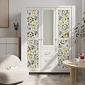 VEELIKE 17.7"×118.1" Floral Peel and Stick Wallpaper Vintage Peony Daisy Floral Wallpaper Self Adhesive Removable Floral Contact Paper Decorative Vinyl for Bedroom Walls Cabinets Shelves Nursery