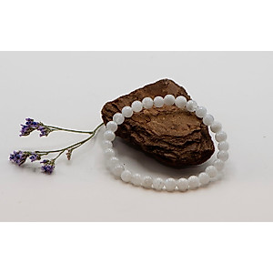 LTC Designs Shiny 6mm Round Moonstone Stackable Stretch Bracelet, 7" for Men, Women,and Teens.