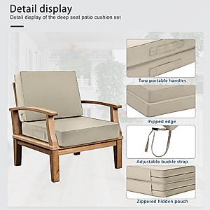 Favoyard Deep Seat Patio Cushion Set 22 x 22 Inch Waterproof Outdoor Chair Cushions for Patio Furniture with Fade Resistant and Removable Cover with Handle & Adjustable Straps for Patio, Yard, Garden