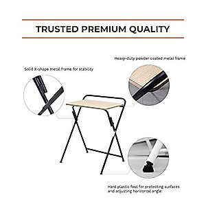 SOFSYS Modern Folding Desk for Small Space, Computer Gaming, Writing, Student and Home Office Organization, Industrial Metal Frame with Premium Desktop Surfaces, Oak/Black